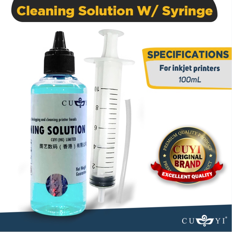 (4 pcs) Syringe with Hose for Printer // 100ml Cleaning Solution for ...