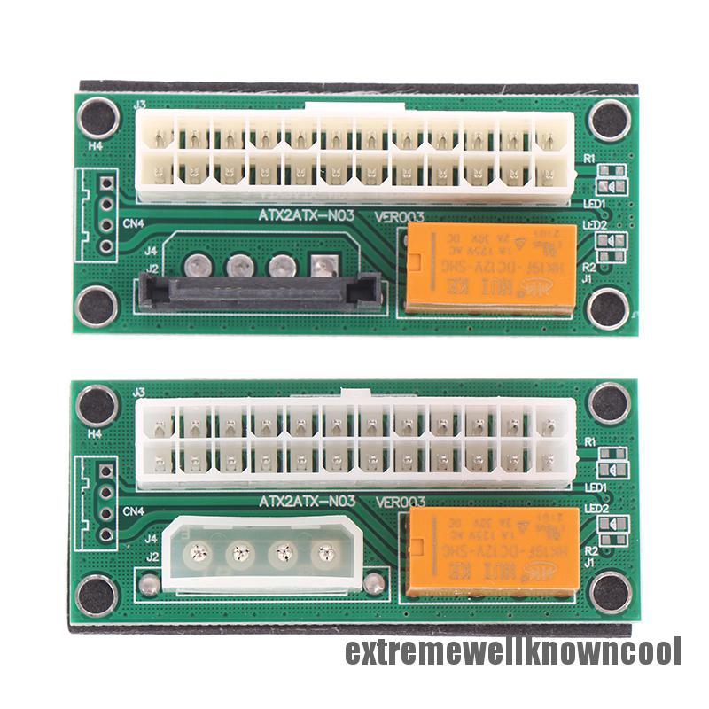 New ecph dual psu adapter atx 24pin to 4pin sata power sync starter ...