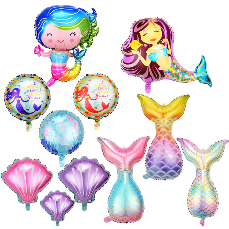 Pink Mini Mermaid Balloon Birthday Party Decor Sea Summer Beach Shells ...
