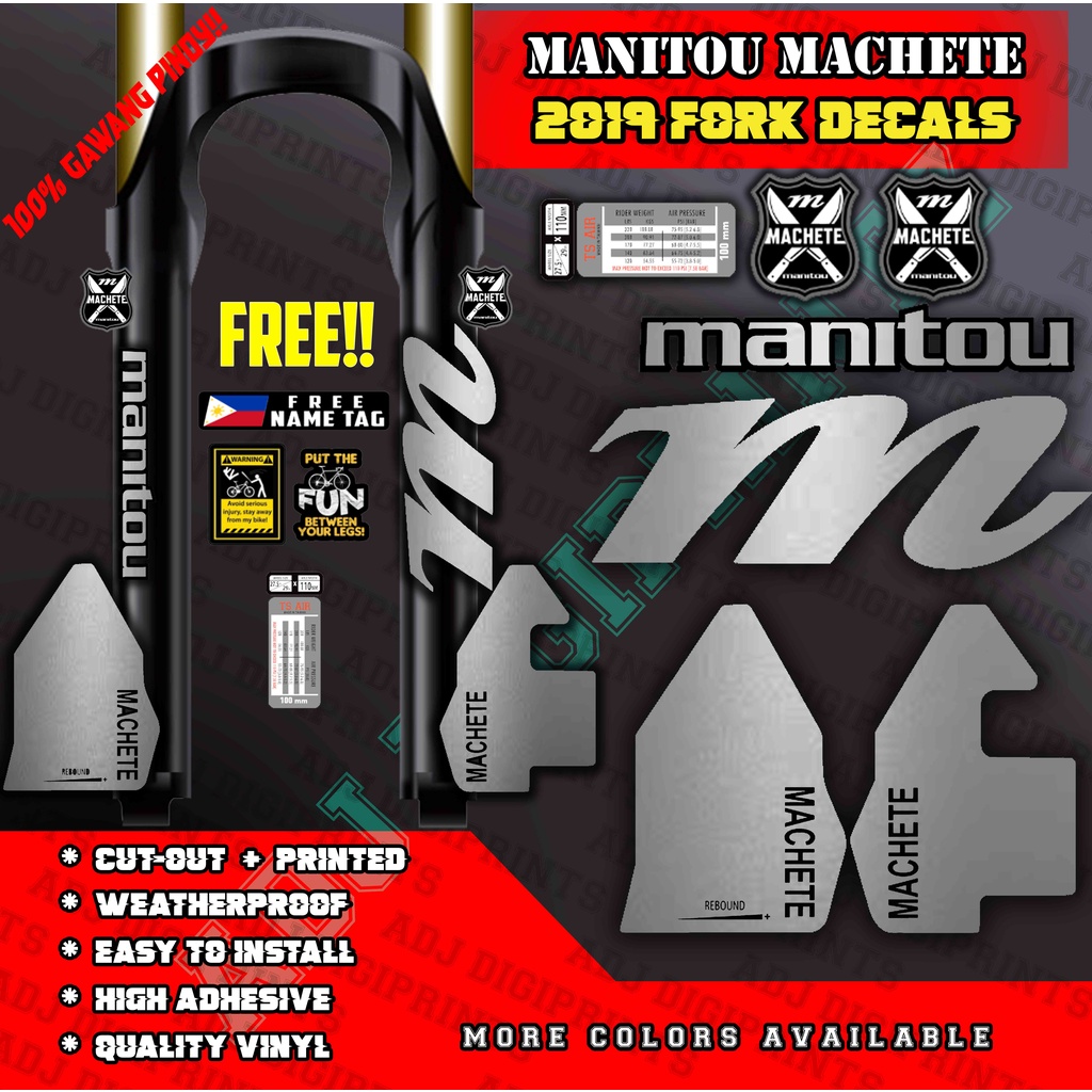 Manitou MACHETE 2019 Fork Decals for MTB Sticker Vinyl | Shopee Philippines