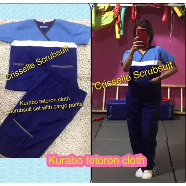 Scrubsuit set with cargo pants kurabo tetoron cloth | Shopee Philippines
