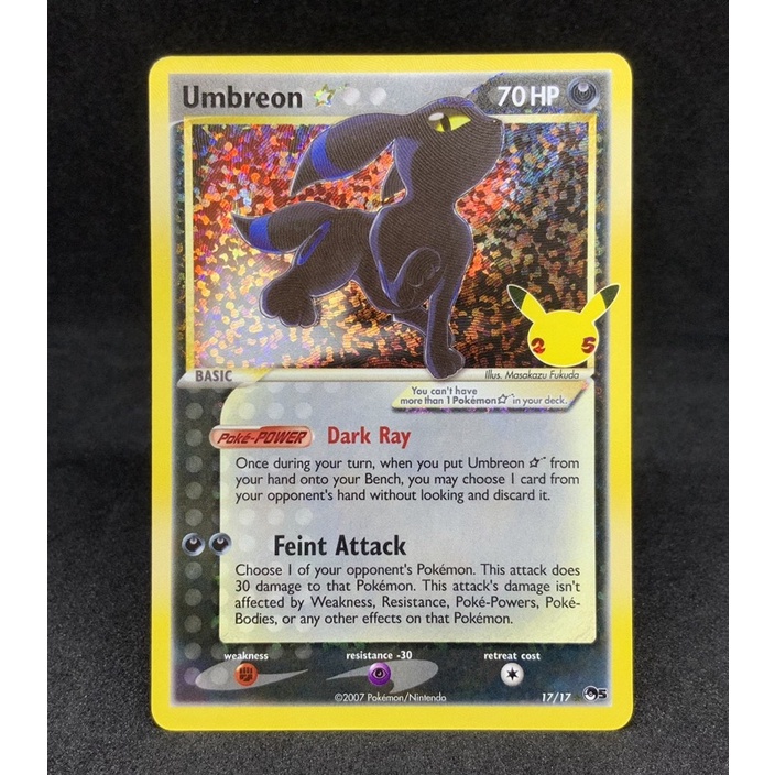 Pokemon TCG Shiny Umbreon Gold Star Classic Collection Ultra Rare 17/17 ...