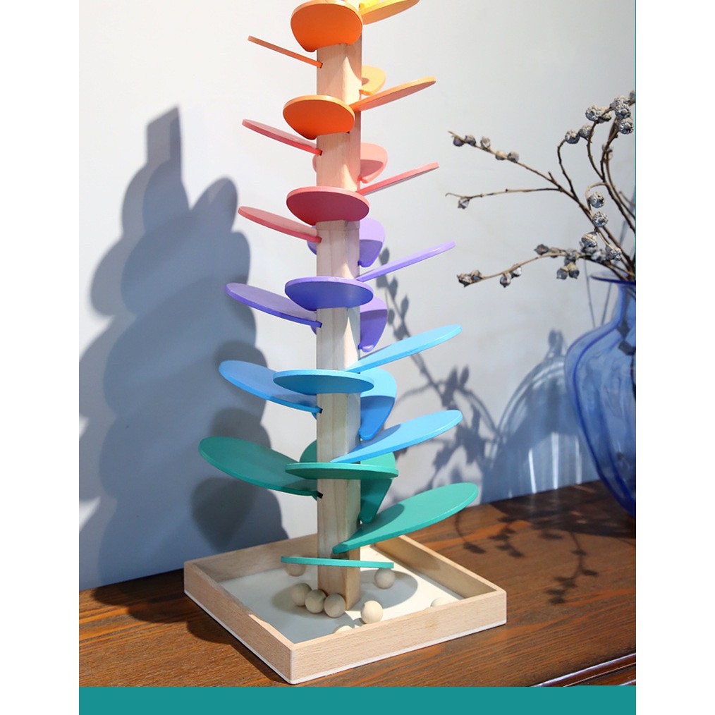 Wooden Rainbow Tree with Marble / Wood Marble Tree for kids /RAINBOW ...
