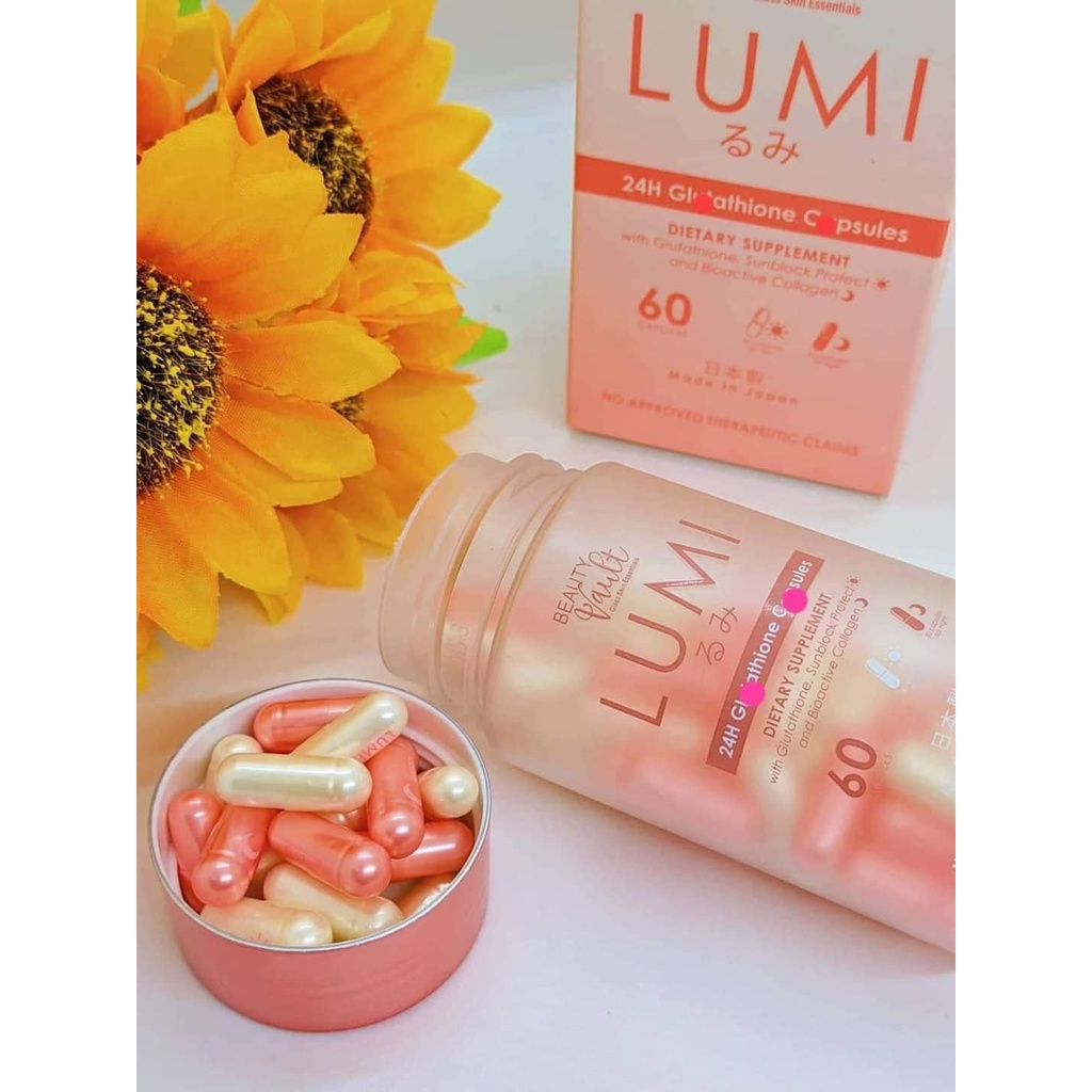 LUMI 24H Glutathione Capsules w/ glutathione, sunblock protect and ...