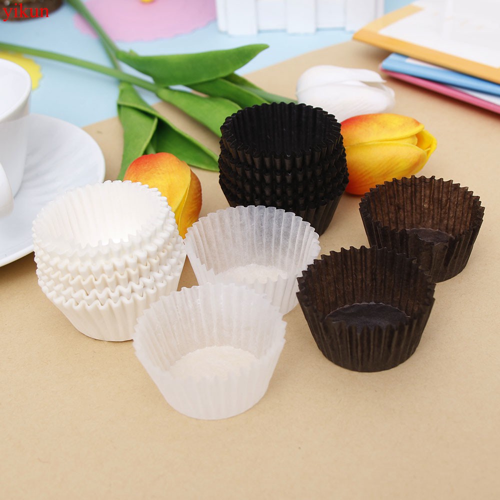 100pcs Solid Color White Coffee Baking Muffin Cupcake Paper Cups Liner
