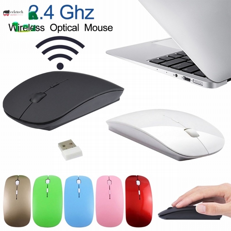 USB Optical Wireless Mouse Super Slim Mouse For Computer Laptop 4D ...