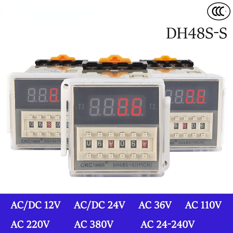 Currency Digital LED Programmable Timer Relay Switch DH48S-S 0.1S-99H AC/DC 12V 24V 36V 110V ...