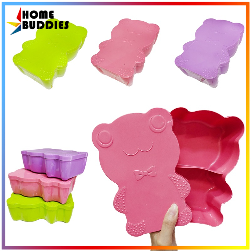 CYK2035 BEAR DESIGN Lunch Box With Divider Plasticware With Cover Food ...