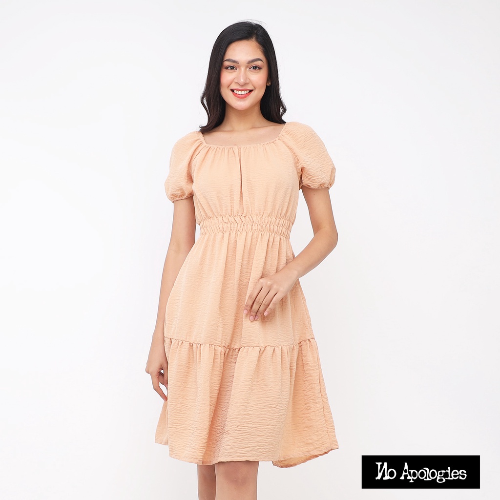 No Apologies Woven Plain Cotton Crumpled Linen Short Sleeve Dress NST08 ...