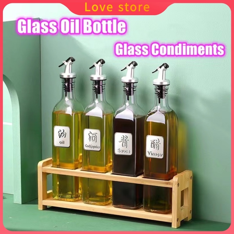 A18 COD Oil Bottle Glass Condiments Bottle Glass Oil Dispenser Sauce ...