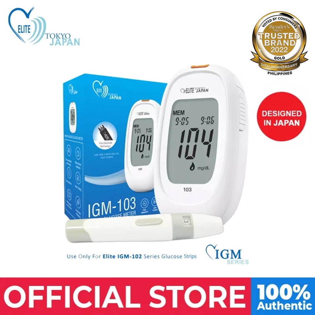 Indoplas Elite Blood Glucose Meter Glucometer Monitoring System IGM103 ...