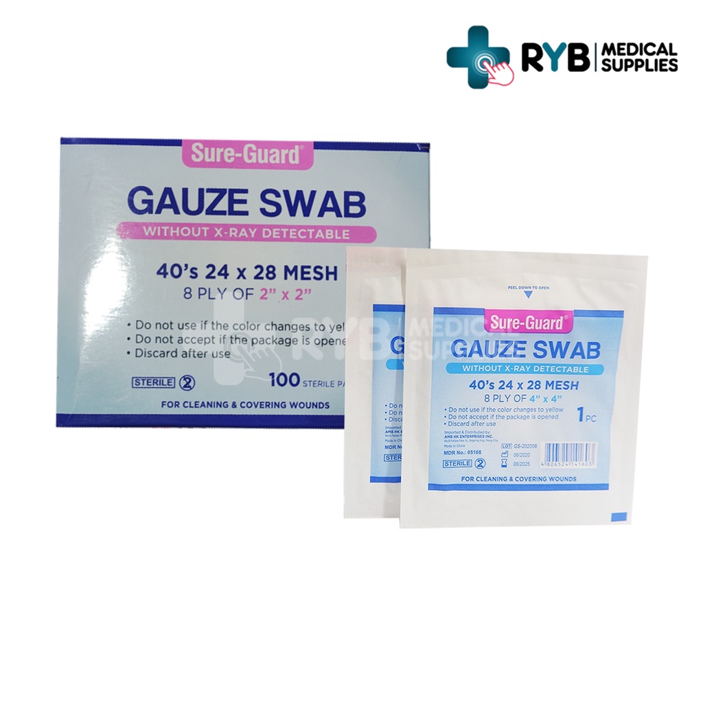 Sure-Guard Sterile Gauze swab 3x3" & 4x4" (100 pieces per box) | Shopee ...