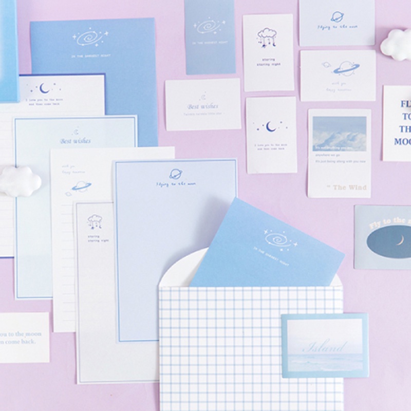 Vintage Boxed Literary Envelope Paper with Stickers Cute Lattice ...