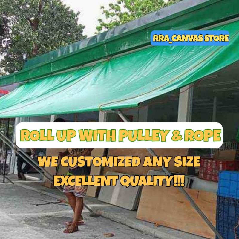 (10ft x12ft) ROLL UP ROLL DOWN WITH PULLEY AND ROPE SET UP TRPAL LONA ...