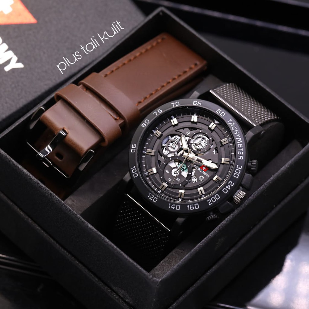 Swiss Army Sand Watch with Leather Strap Box for Men | Shopee Philippines