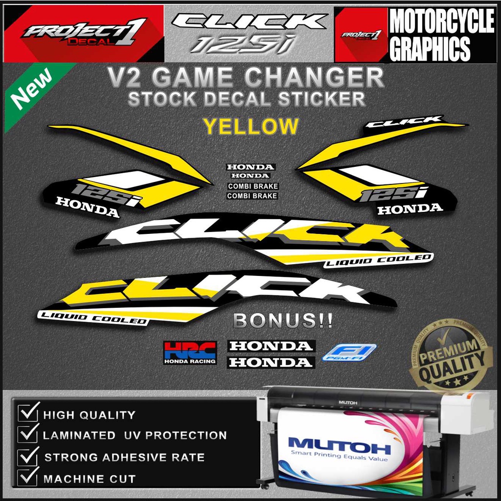 HONDA CLICK 125 GC / V2 STOCK DECALS LAMINATED STICKER | Shopee Philippines