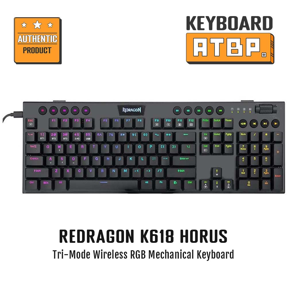 Redragon K618 Horus Tri-Mode Wireless RGB Mechanical Keyboard [Red ...
