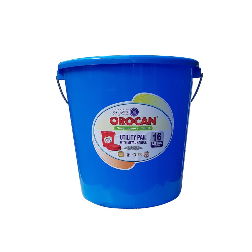 Orocan Utility Pail / Water Drum with Comfort Grip Handle 16-Liter 6004 Water Container Timba ...