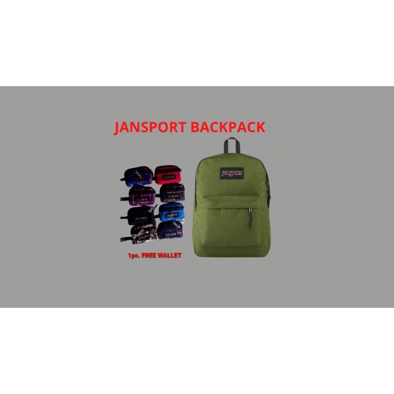 ArmyGreen (Jansport BACKPACK with FreeWallet ) | Shopee Philippines