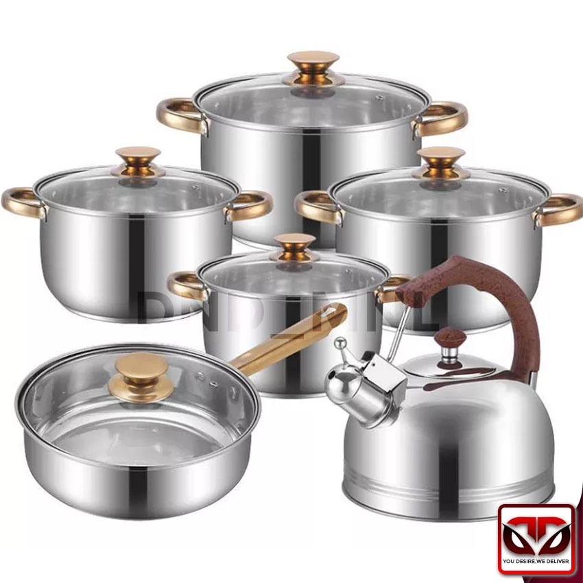 D&D 12pcs Cookware Set Capsule Induction Bottom Stainless Steel ...