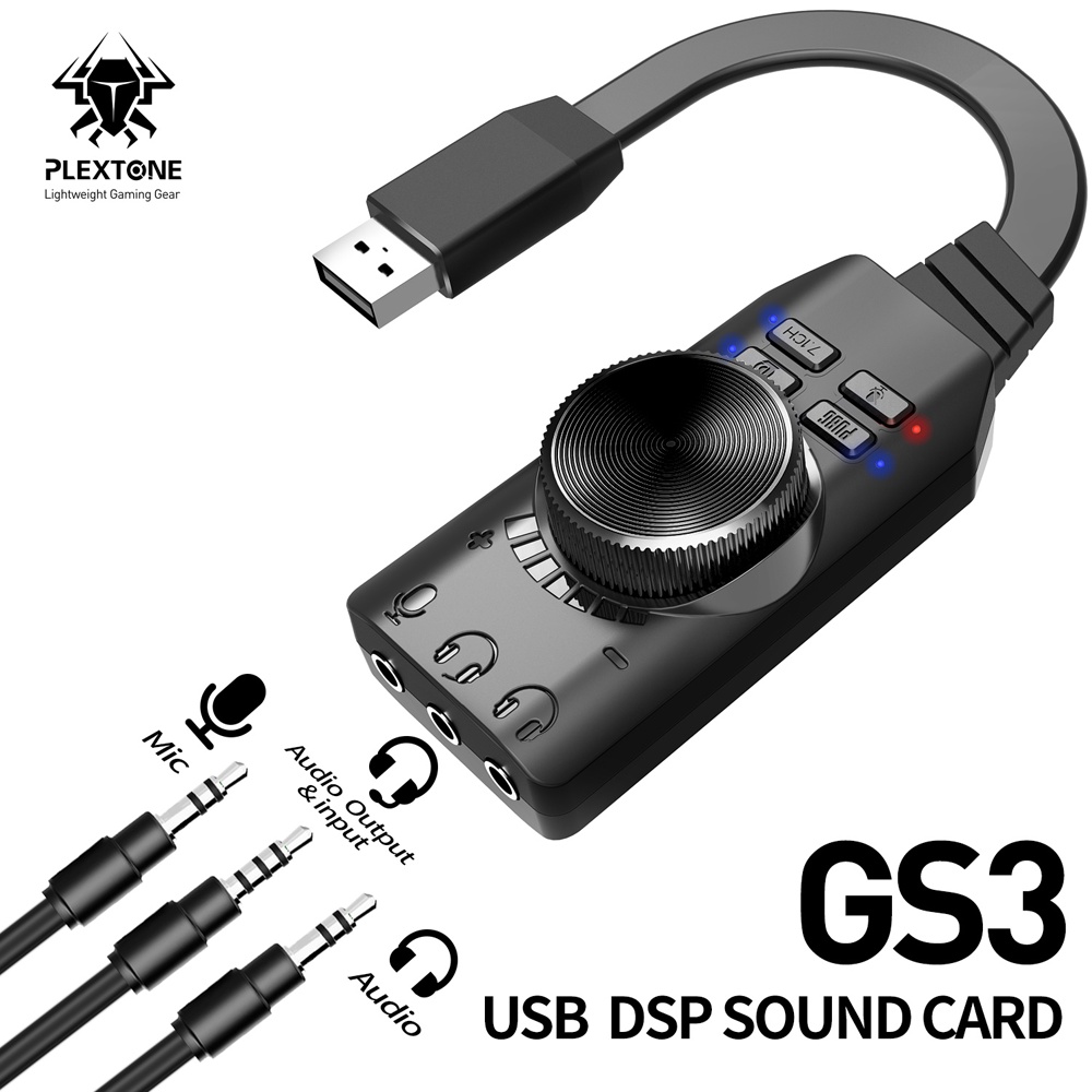 Plextone Gen2 GS3 Virtual 7.1 Channel USB Sound Card Adapter With PUBG & ML Sound Effect ...