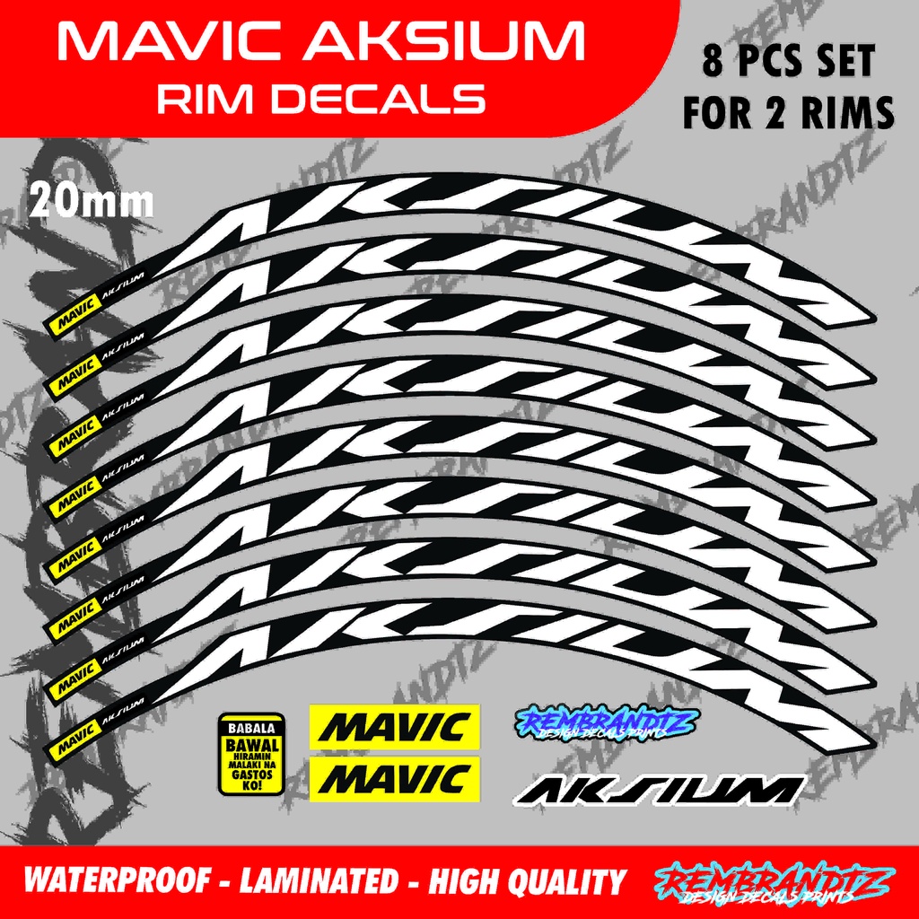 Road Bike rim decals - Mavic Aksium rim decals 8 pcs set - printed only ...