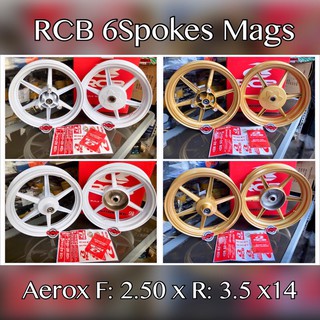 RCB 6 Spokes Mags Aerox v1 and v2 2.50/3.50 x14 | Shopee Philippines
