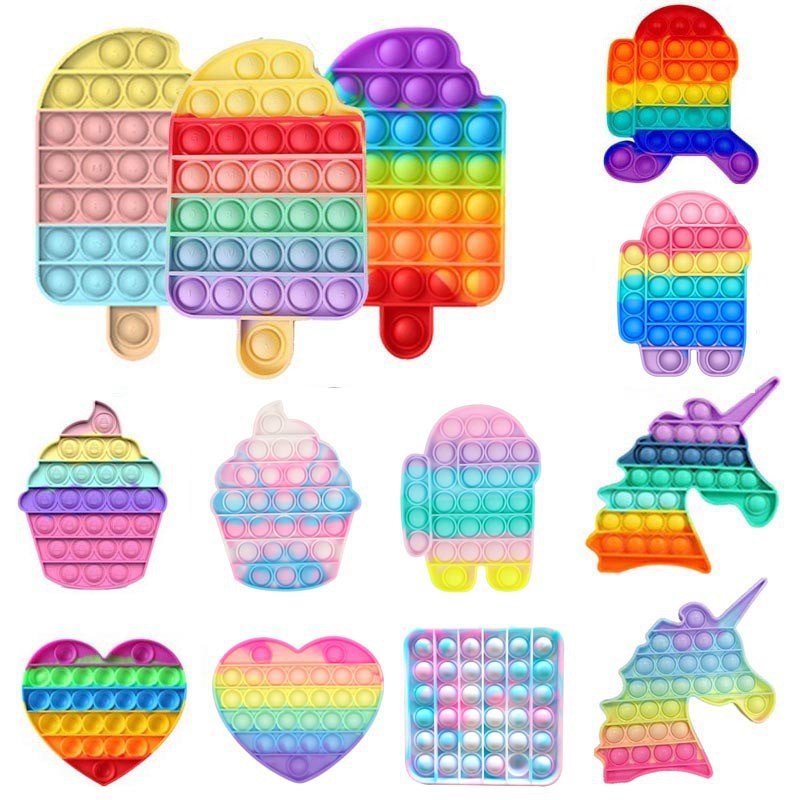 Pop It Rainbow Mini Pop It Fidget Toy Colorful Push Bubble Stress ...