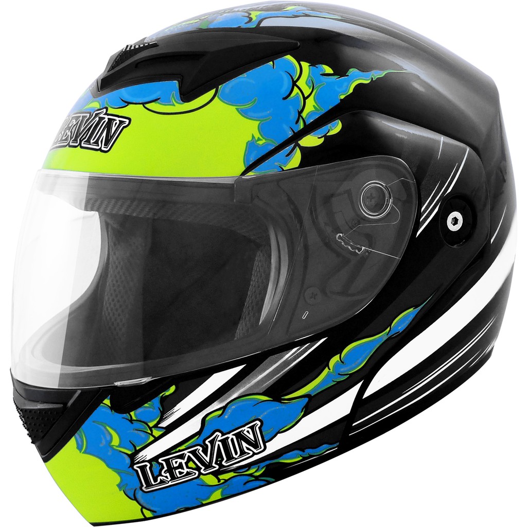 LEVIN Modular J1400 Fog Helmet (Black/Blue/Neon Yellow) | Shopee ...