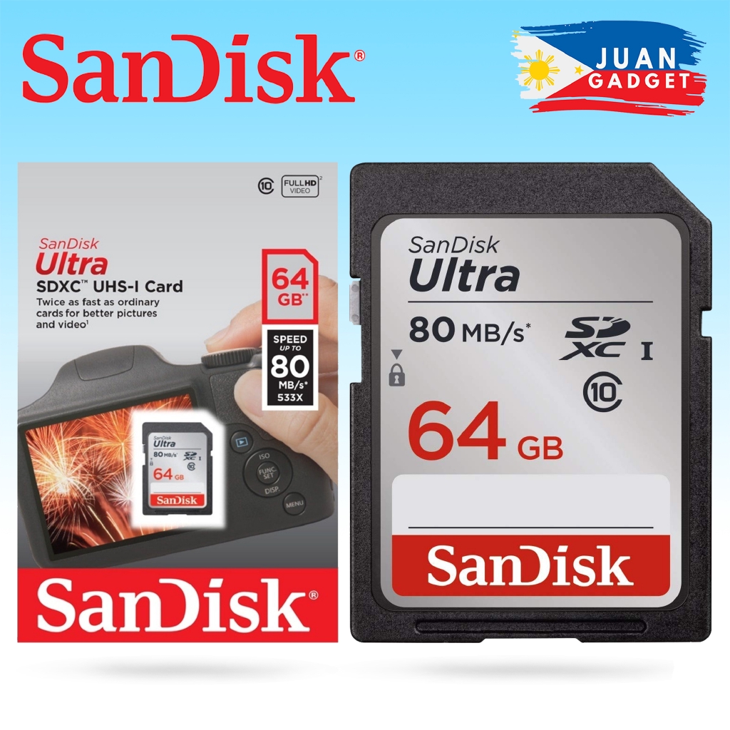 Sandisk Ultra 64GB SD Card SDHC UHS-I Class 10 80MB/s | Shopee Philippines