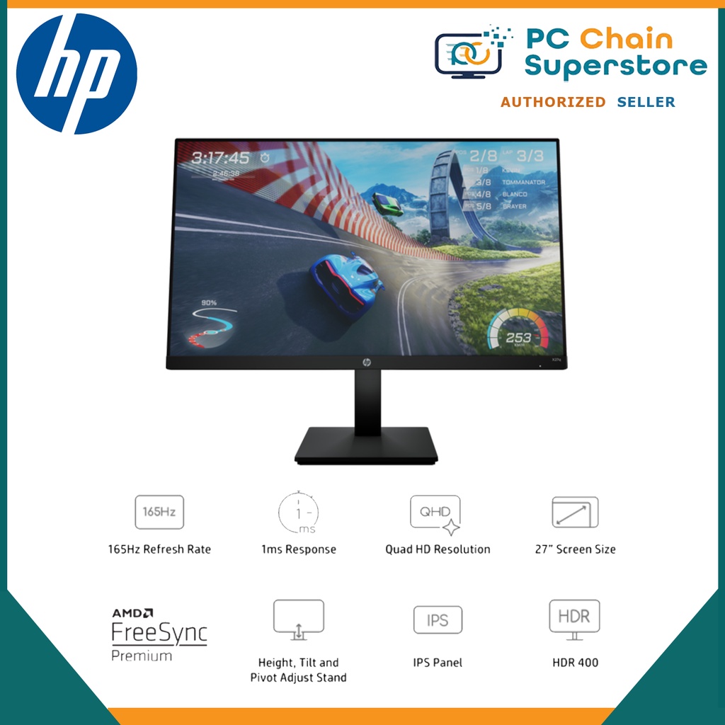 HP X27Q 2K HDR Gaming Monitor - 27" QHD 1440P IPS | 165hz | 1ms ...