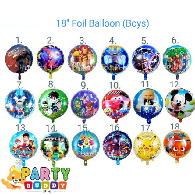 18" Round Foil Balloons (BOY Character) | Shopee Philippines