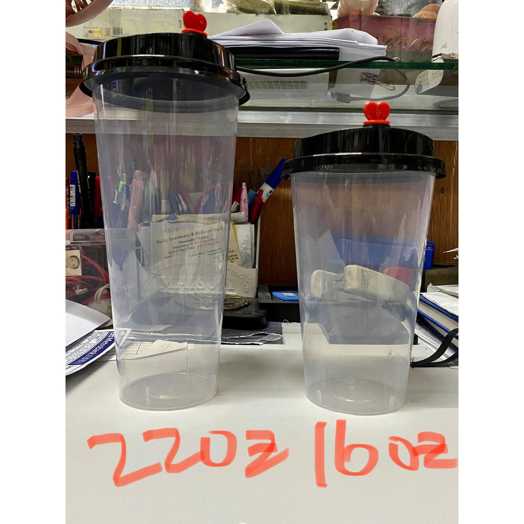 plastic hard cup thick per piece with lid milk tea juice heart coffee u ...