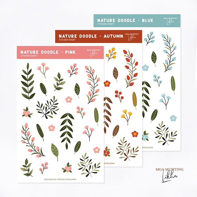 LIKHA Nature Doodle Sticker Sheet (Aesthetic Stickers for Planners and ...