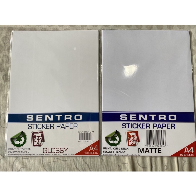 10 Sheets Sentro Matte / Glossy Sticker Paper Paper Matte Sticker Paper ...