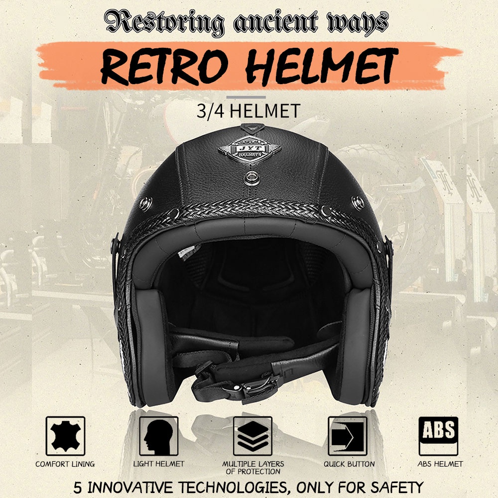 VGV Classic helmet Retro / Vintage Harley Helmet Half face helmet ...
