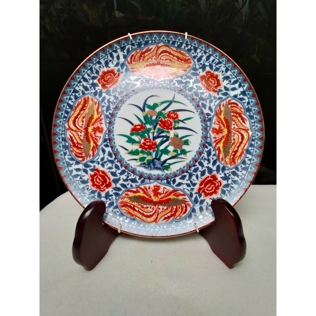 Beautiful ORIENTAL Floral Dragon Deco DECORATIVE Plate JAPAN Hand ...