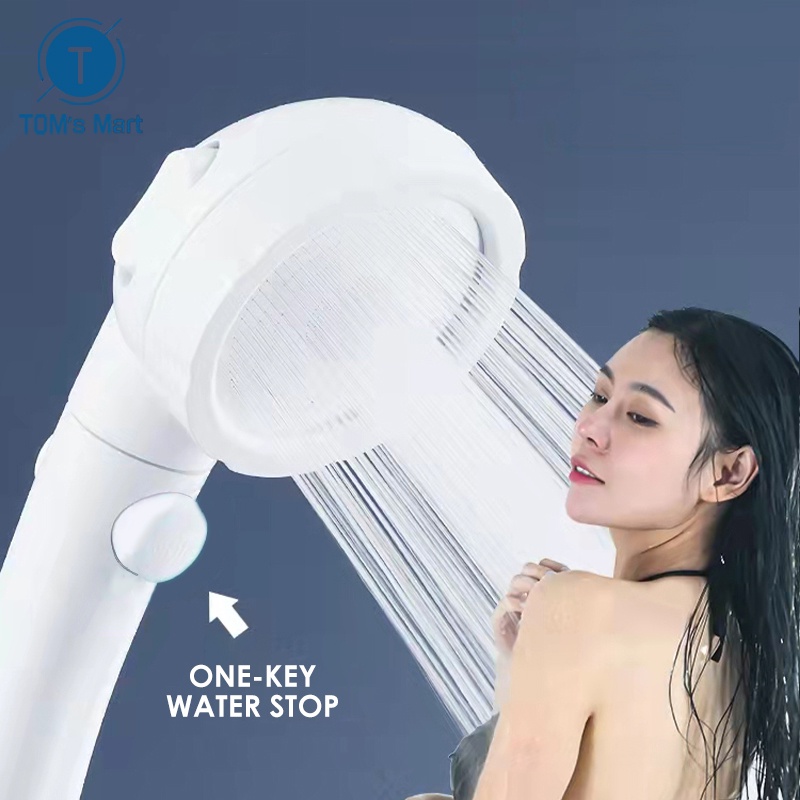 Tota Shower Head- 3 Spray Mode Massage On/Off Stop Button High Pressure ...