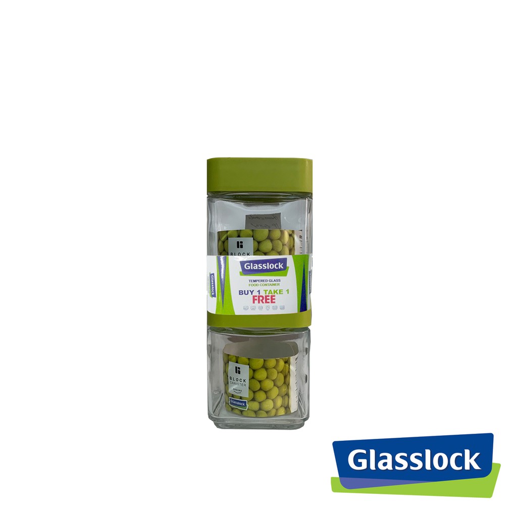 Glasslock Block Canister Square Green 500ml BUY 1 TAKE 1 (IP604GRN B1T1 ...