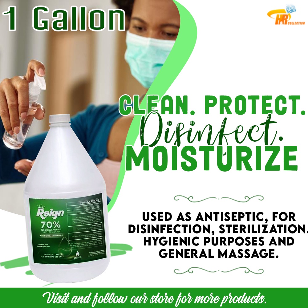 Reign 70% Isopropyl Alcohol with Moisturizer 1 Gallon Sanitizer ...