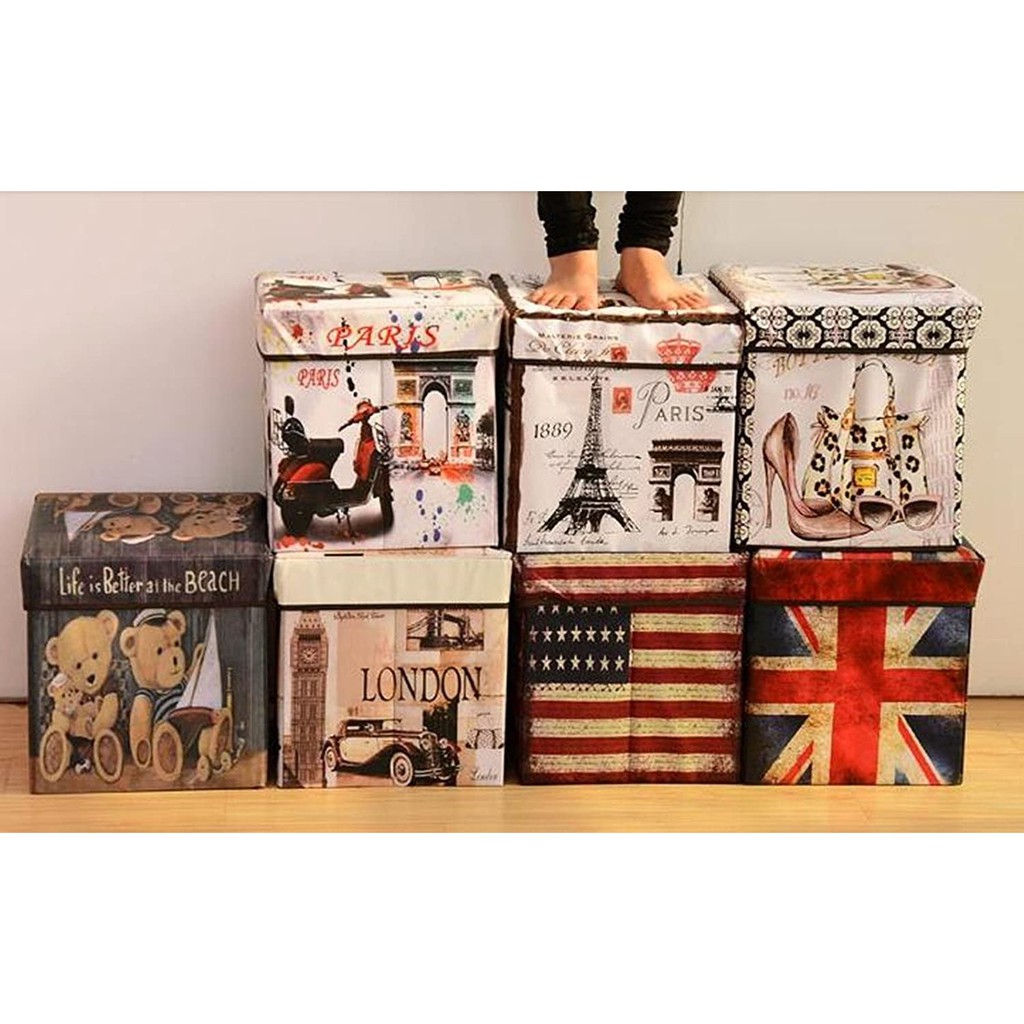 Foldable Storage Ottoman Cube Storage Box | Shopee Philippines