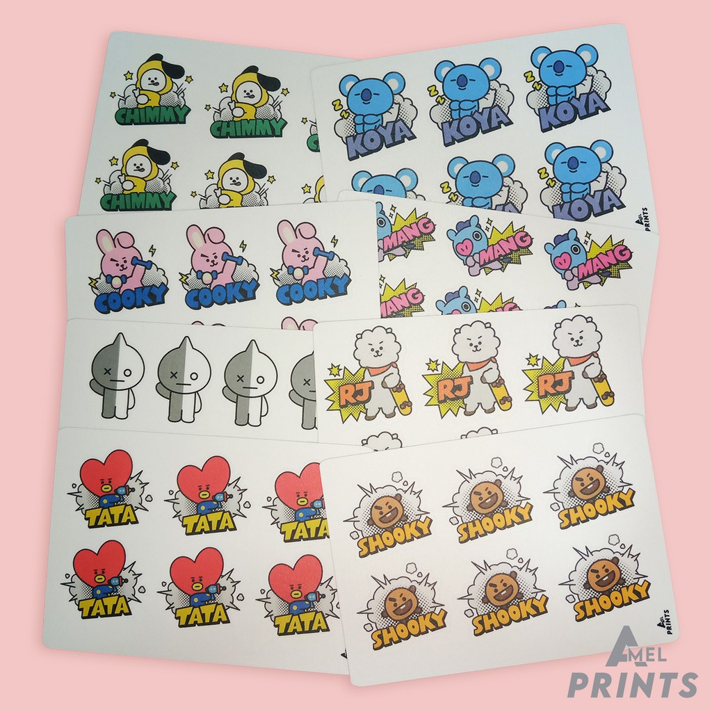 BT21 Characters Sticker Sheet - Waterproof (Glossy, Matte. and Glitter ...