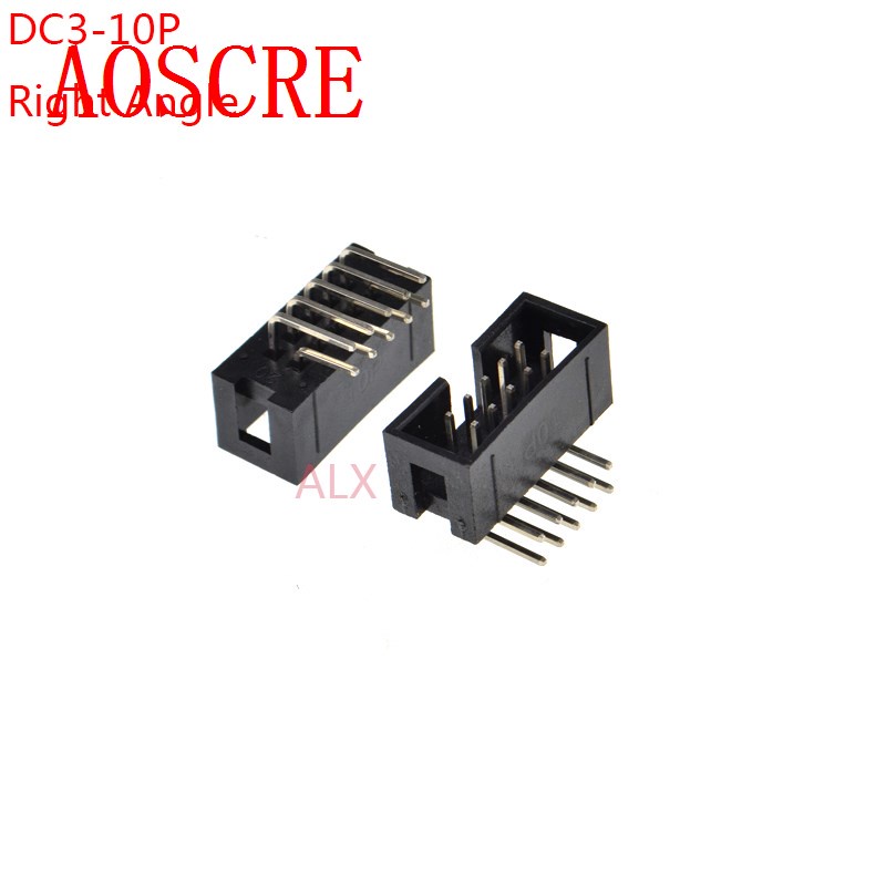 10pcs dc3-10p pitch 2.54MM JTAG ISP MALE SOCKET Right Angle idc box headers PCB CONNECTOR DOUBLE ...