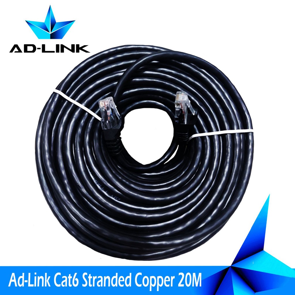 AD-LINK 20M Stranded CAT6E Ethernet Lan Cable Pure Copper Black ...