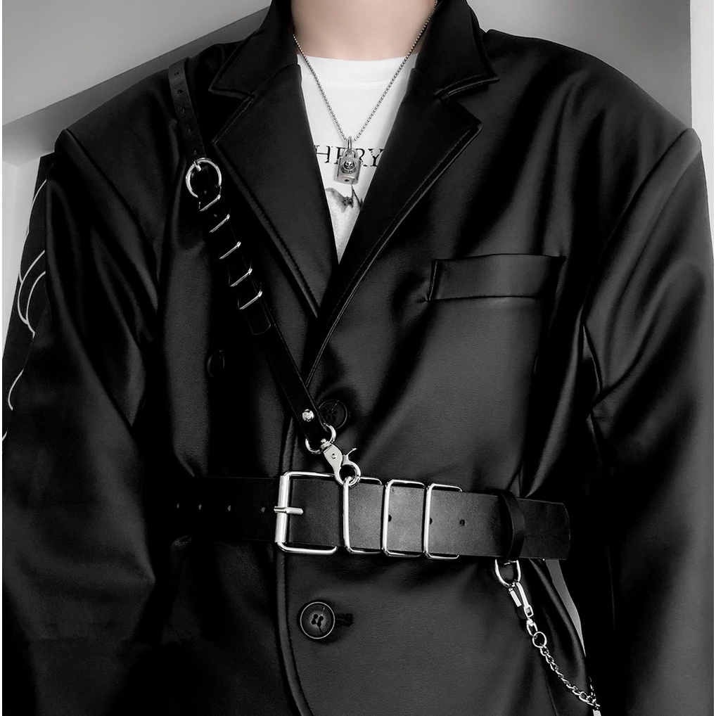 Men's Fashionable Punk Style Chain Strap Belt | Shopee Philippines