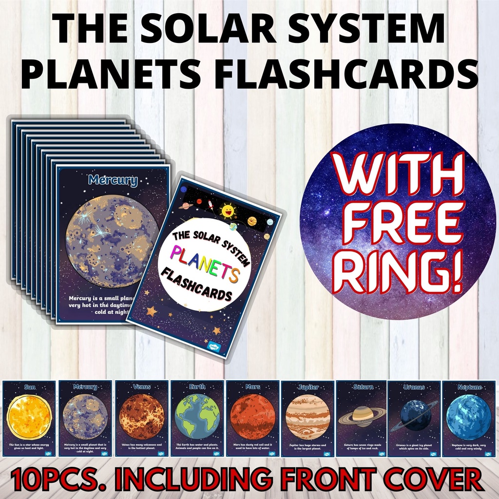 SOLAR SYSTEM PLANETS EDUCATIONAL LAMINATED FLASHCARDS FOR KINDERGARTEN ...