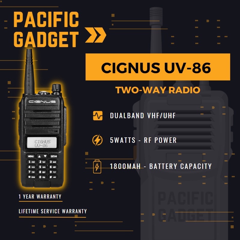Cignus UV86 Dualband free earpiece portable two way radio walkie talkie ...