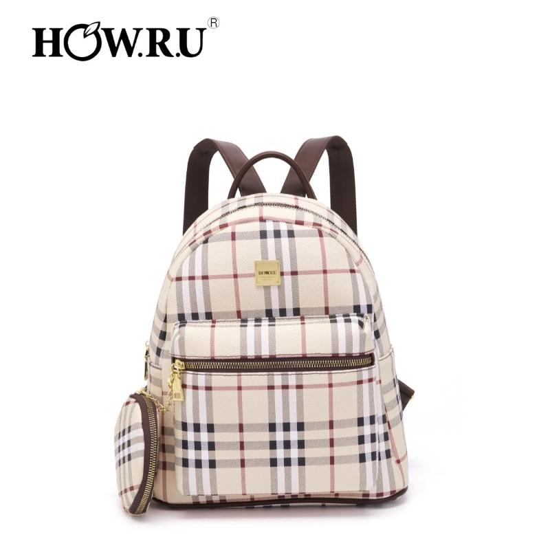 How.R.U Korean Backpack Pu Leather Bag For Women Medium | Shopee ...