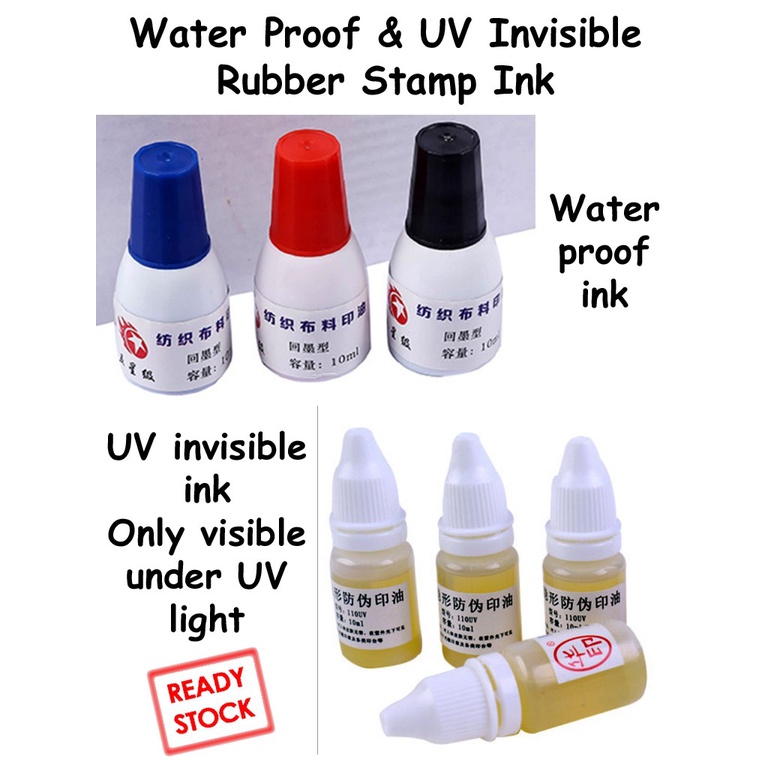 Water Proof & UV Invisible Ink (For Pre Ink Rubber Stamp) | Shopee ...