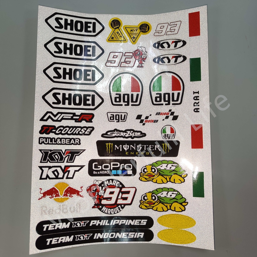 REFLECTIVE Sticker KYT/AGV/SHOEI Helmet Sticker/ Visor Sticker Motor ...